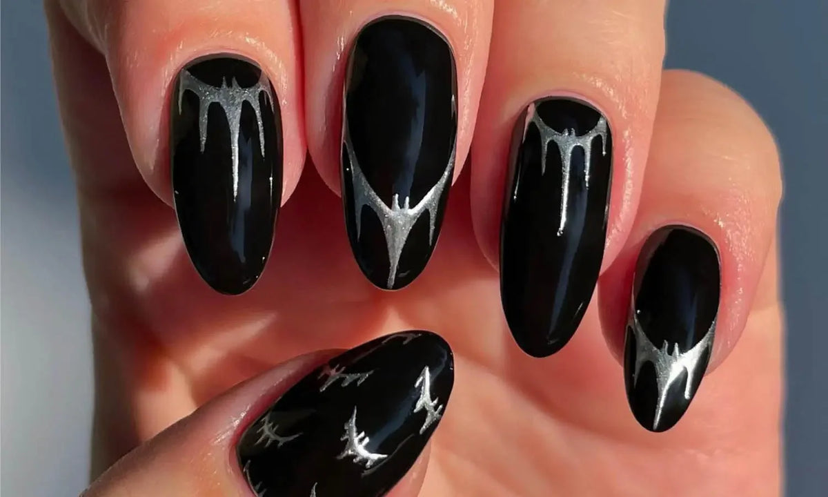 how to draw the batman logo on your nails